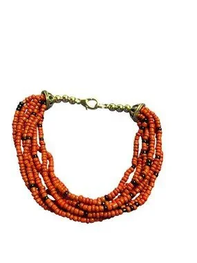 Jewelry | Vintage 9s Multi Strand Seed Bead Bracelet Red Black ...